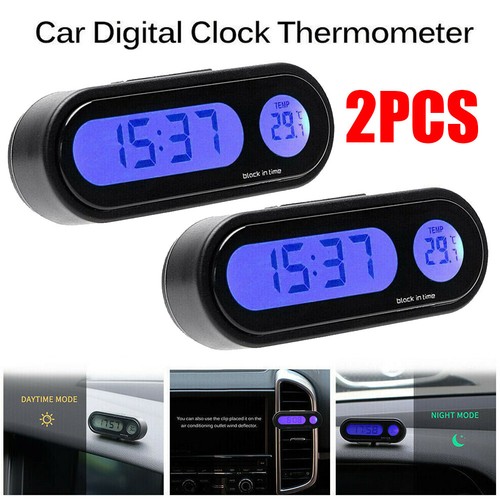 2X Car Digital Display Electronic Clock Luminous Thermometer Dashboard ...