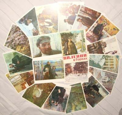 Large Cards "Lenin in Gorki" set of 18 Vintage card Soviet Propaganda ...