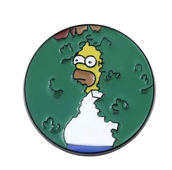 Homer Simpson 'Backs Into Things' Homer Hiding in Bush Meme Pin Badge ...