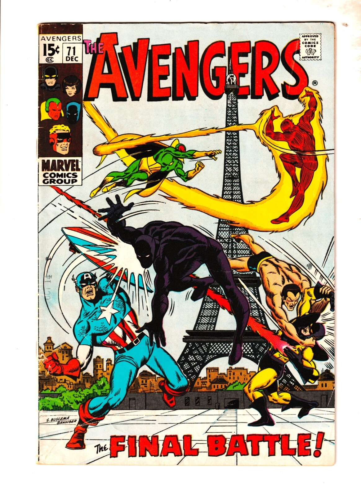 Marvel Comics The AVENGERS"THE FINAL BATTLE".#71 Dec. 1969 | eBay