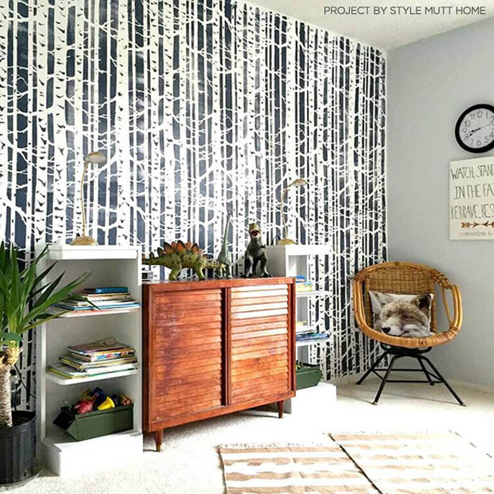 Birch Forest Wall Stencil - Large Stencils For Wall Painting Fast Easy ...