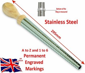 Ring Size Mandrel with A to Z and 1 to 6 Engraved Marking Wood Handle ...