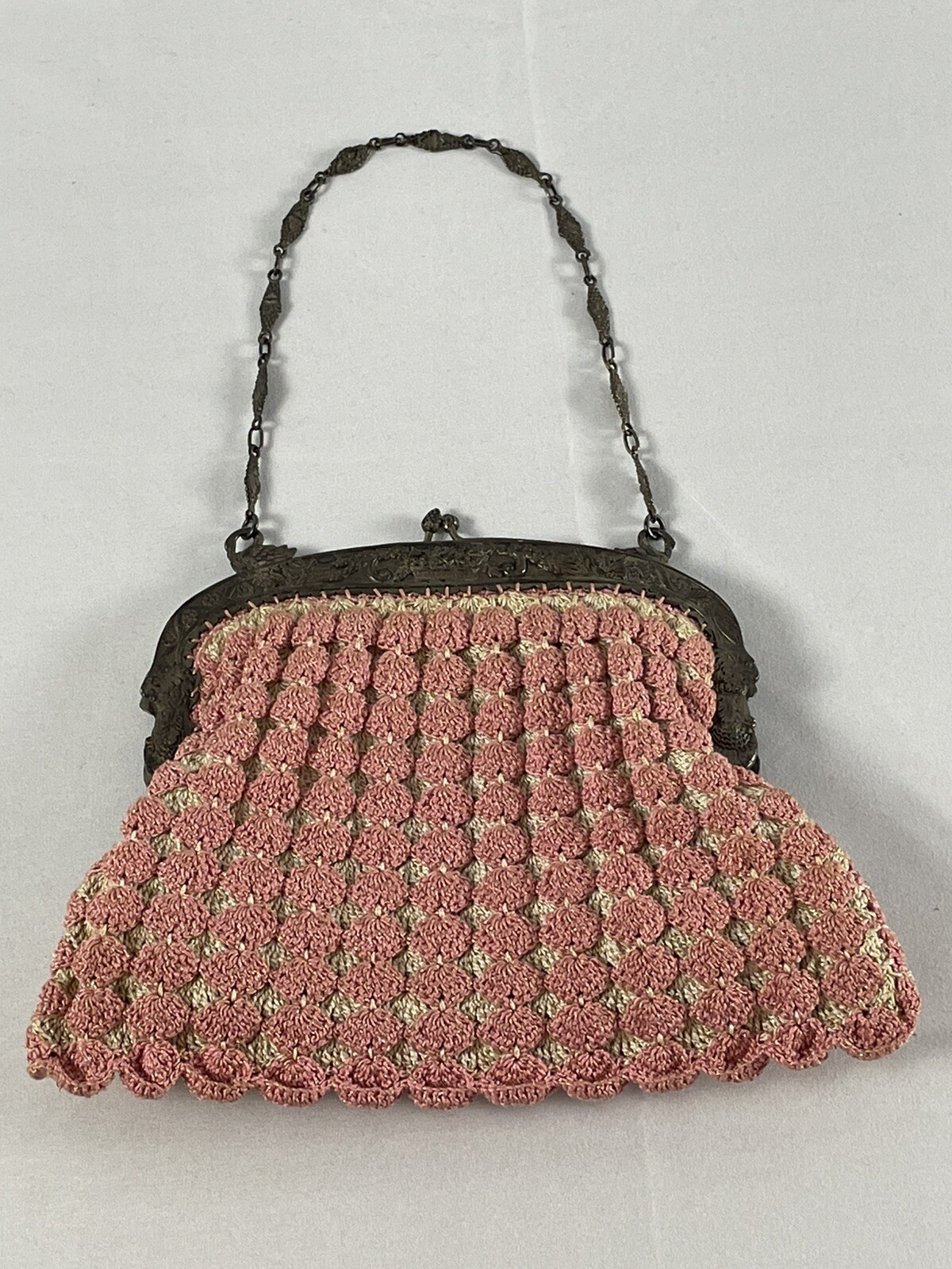 Antique 800 Silver Frame Chain Coppini Italy Purse Ha… - Gem