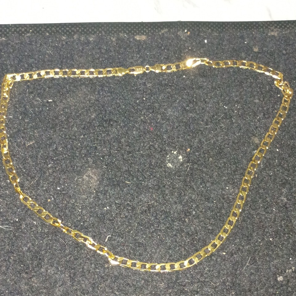 24k Yellow Gold Curb Link Chain Necklace Lobster Clasp | eBay