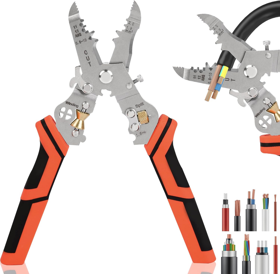Wire Stripper Cutter Crimping Tool - 7 in 1 Wire Stripper Tool with ...
