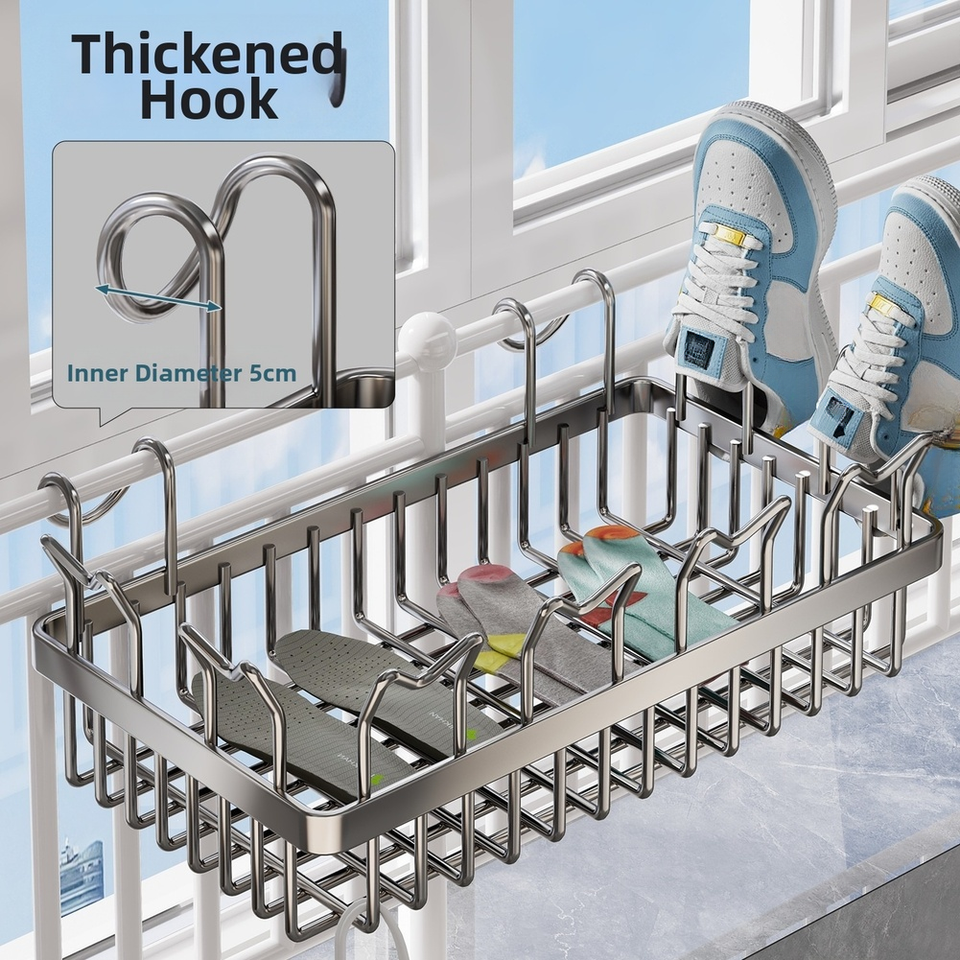 Hanging Shoe Drying Rack for Windows Balconies Iron Laundry Organizer ...