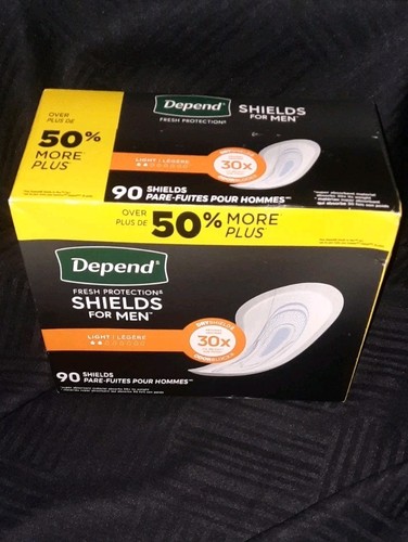 Depend Incontinence Fresh Protection Shields for Men Box of 90 New ...