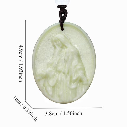 Jade Virgin Mary Pendant Green Jewelry Necklace Talismans Chinese ...