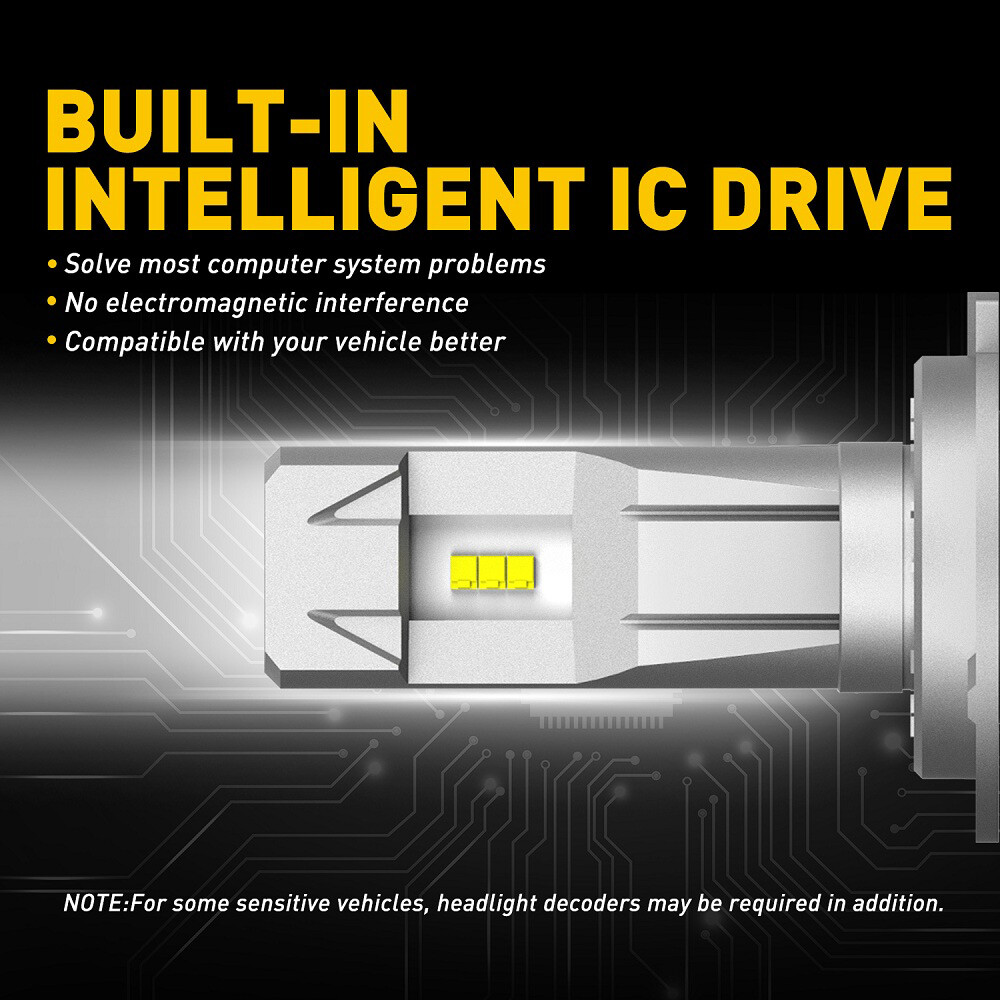 Pair Car H1 H4 H7 H11 9005 9006 LED Headlight 60w 12000LM Globes Bulbs ...