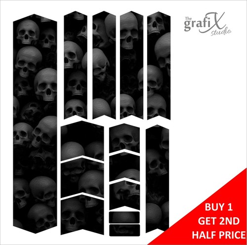 SKULLS BICYCLE FRAME PROTECTIVE DECAL STICKER COVER FOR MOUNTAIN BIKE ...