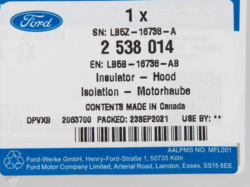 FORD EXPLORER MK6 U625 ENGINE HOOD INSULATOR 2538014 LB5B-16738-AB ...