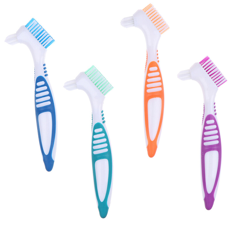 1Pc Denture Teeth Brush Easy Grip Handle Double Sided Toothbrushes ...