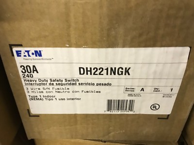 DH221NGK Cutler Hammer 30 Amp 240V 2 Pole Fusible Nema 1 Indoor ...