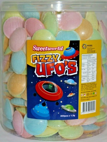 300 x SWEETWORLD FIZZY UFO'S UFO SHERBET FIZZ RAINBOW KIDS NOVELTY BULK ...