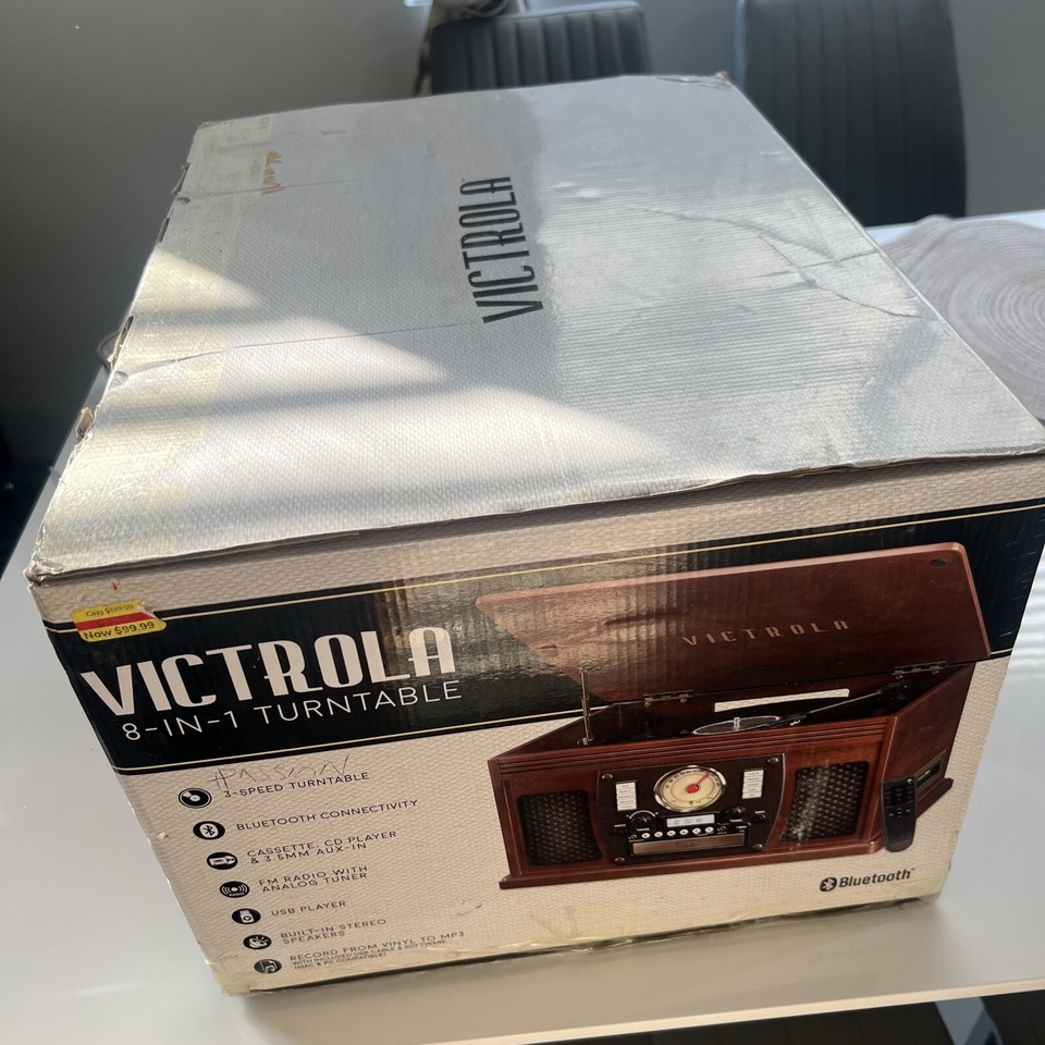Victrola Navigator 8-in-1 Classic Bluetooth Record Player with USB ...