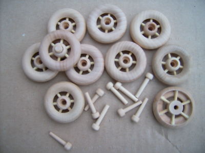 4x Spoked wooden wheels + axles. 38mm 1 1/2" toys carts | eBay UK