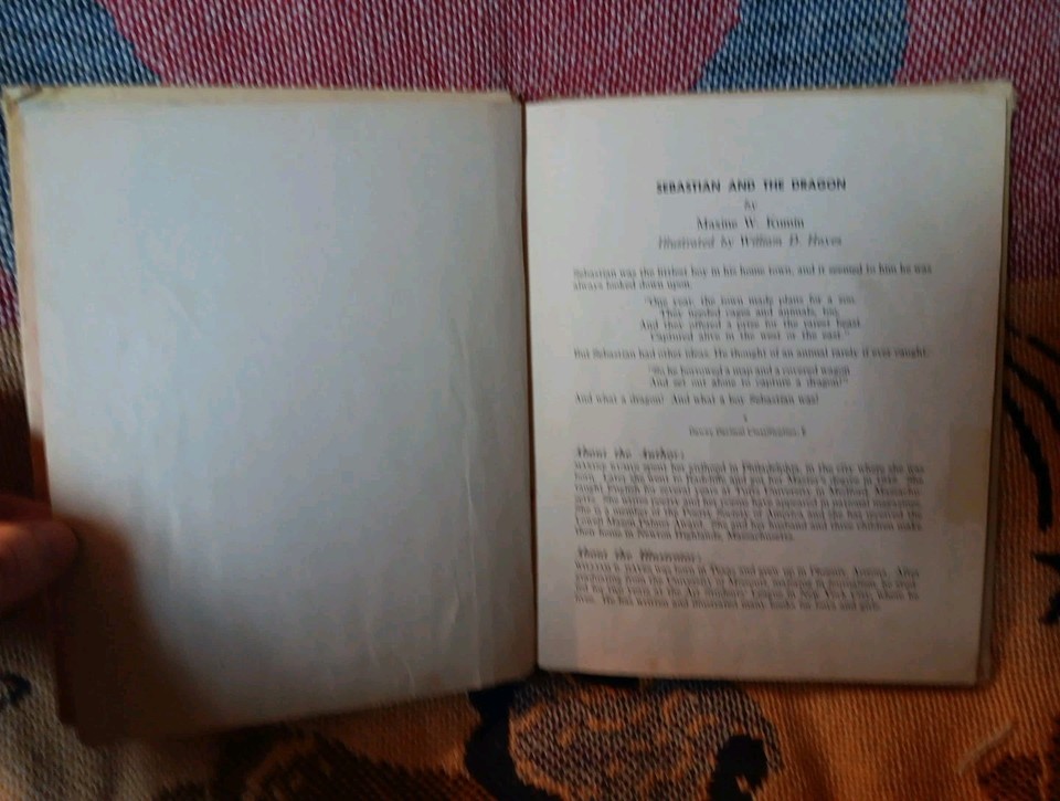Maxine W. Kumin SEBASTIAN AND THE DRAGON - 1960 Hard Cover No Dust ...