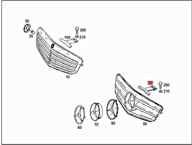 Genuine Radiator Grill Support Bracket MERCEDES C Class W204 2008-2011 ...
