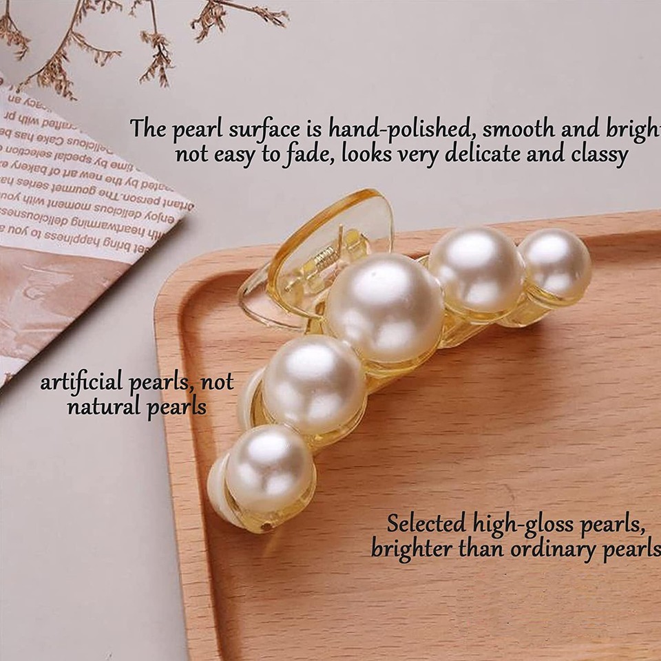 4pcs Pearl Hair Claw Styling Clips Strong Hold Gift Accessories for ...