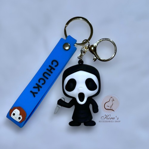 Ghostface Scream Figure 3D PVC, HORROR Bag Hanger Pendant keychain, Key ...