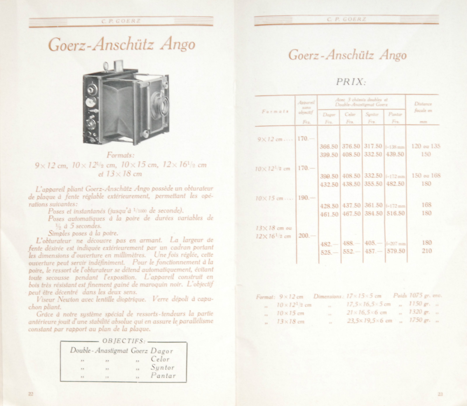 Catalogue Photographic Goerz Tenax (French) | eBay