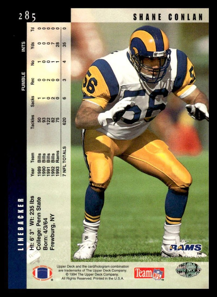 1994 Upper Deck #285 Shane Conlan Los Angeles Rams | eBay