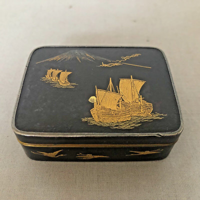 Antique Japanese Mix Metal Damascene Work Komai Iron Signed Box | eBay