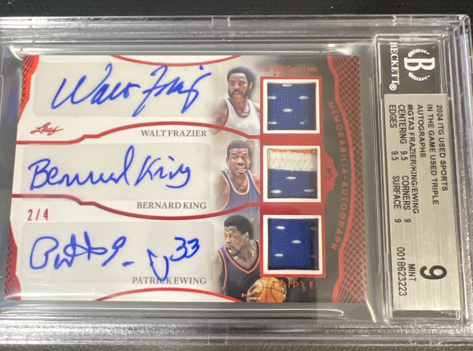 2024 ITG Used Sports Leaf Triple Patch Auto Frazier/King/Ewing /4 | eBay