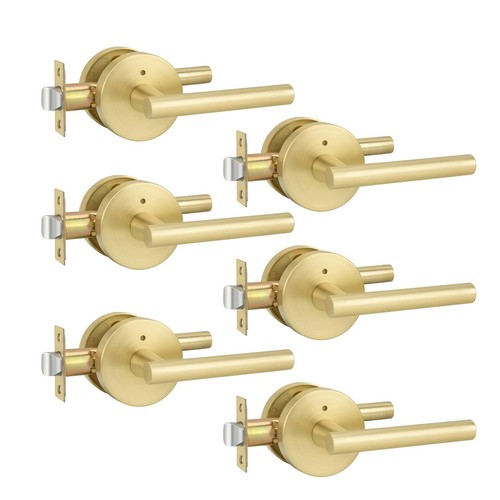 Gold Door Handles Interior, Privacy Brushed Gold Interior Door Handle ...