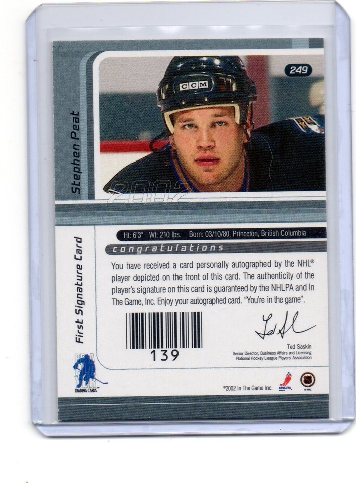 STEPHEN PEAT auto GOLD RC AUTOGRAPH card WASHINGTON CAPITALS BAP ...