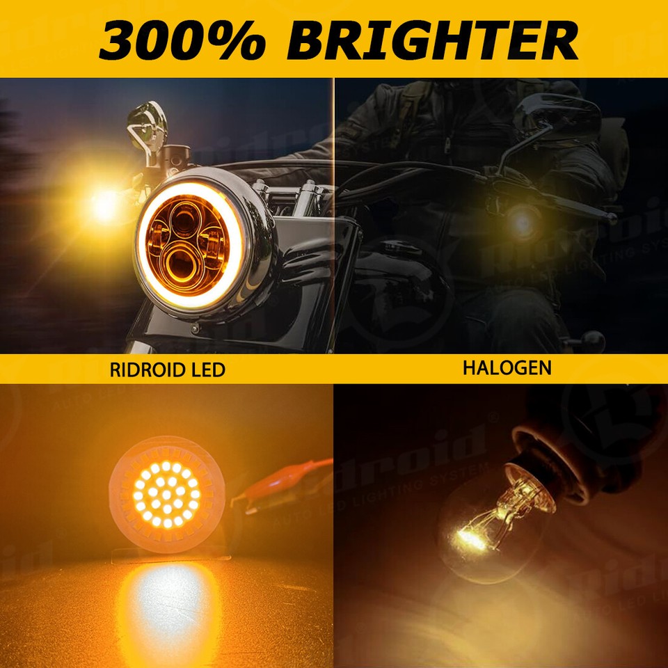 Motorcycle 1157 Front Rear LED Bullet Turn Signal Light Smoke Lens for ...
