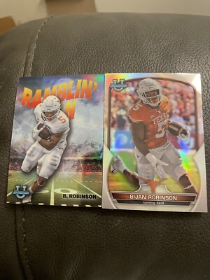 2022 Bowman University Bijan Robinson Silver Refractor + 1952 Holo ...