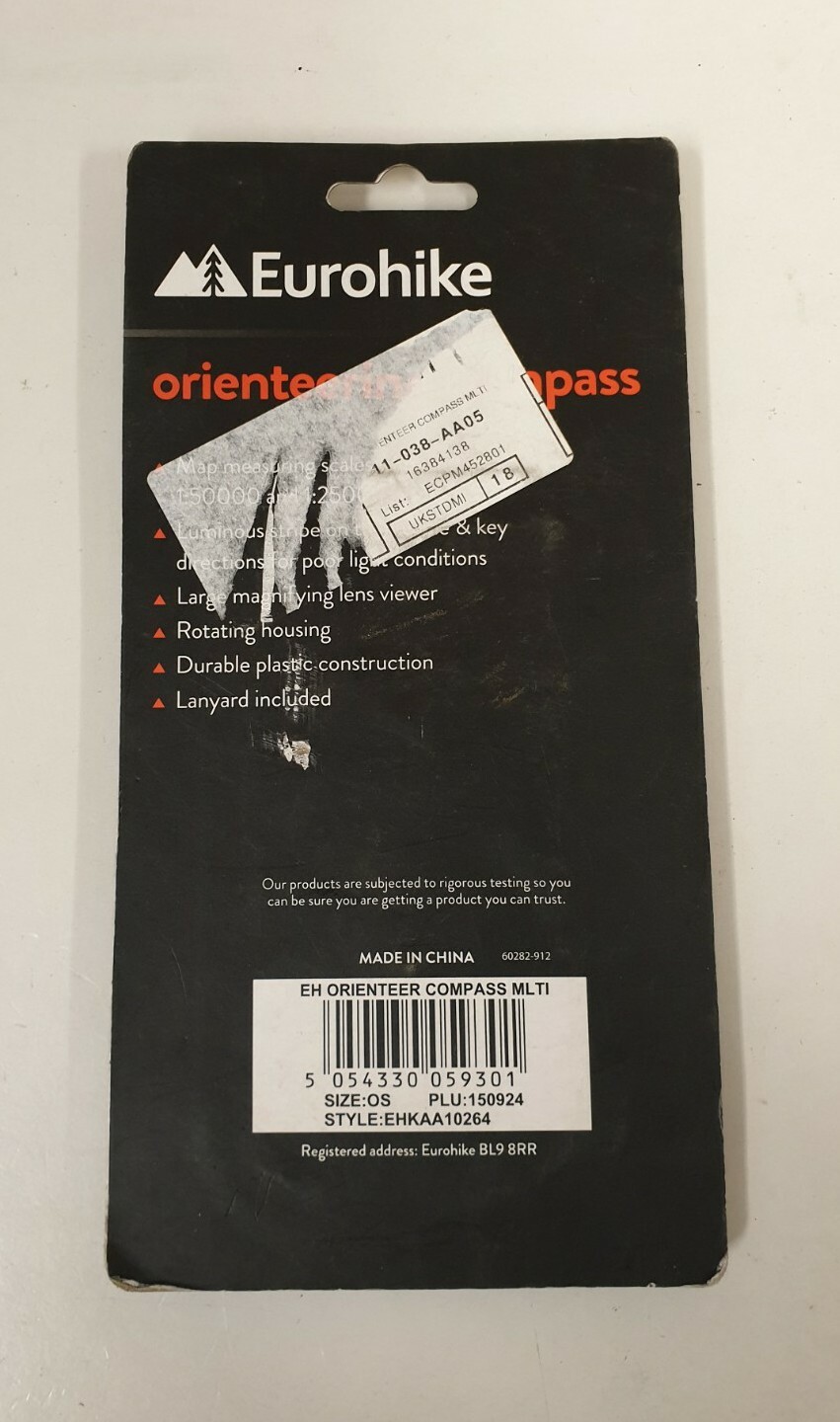Eurohike Orienteer Compass Walking Hiking Navigation Clear for sale ...
