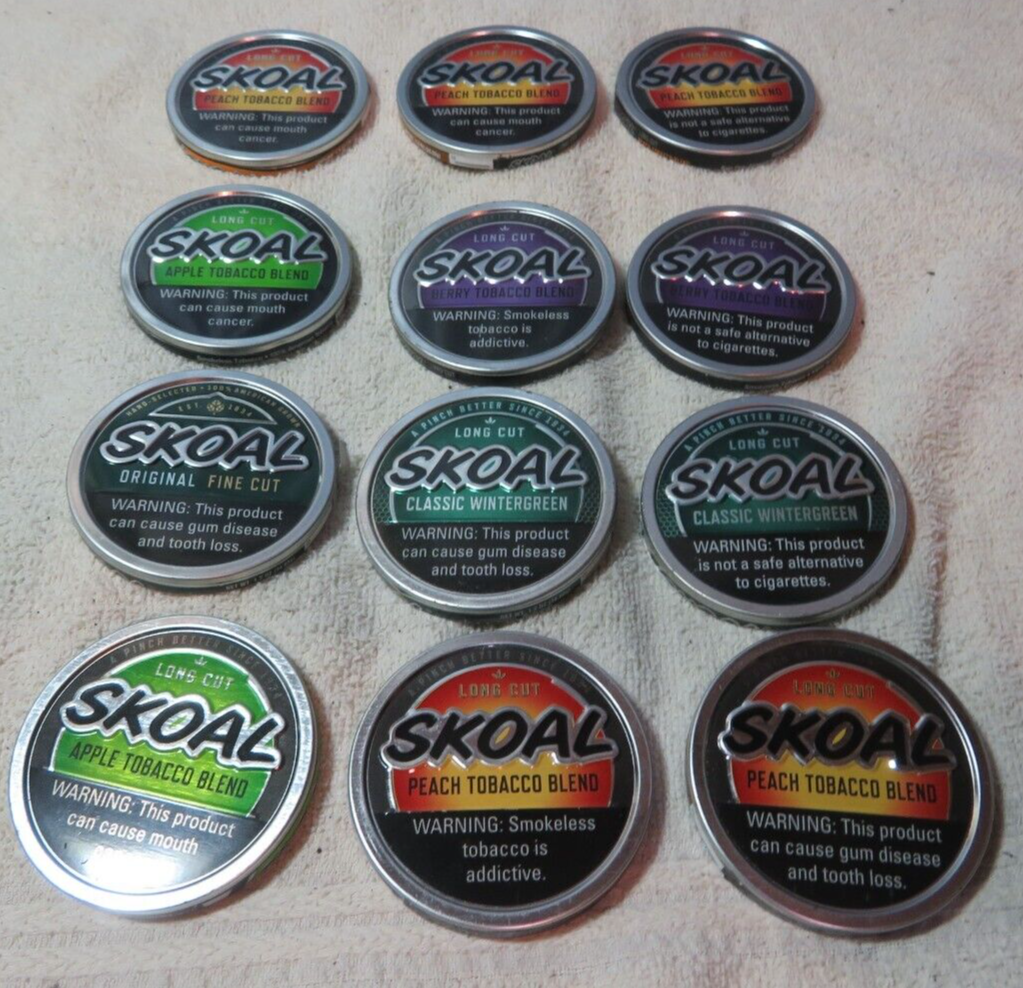 12 Pc Lot Dip Snuff Tobacco Chew Can Lids SKOAL Multi Colors | eBay