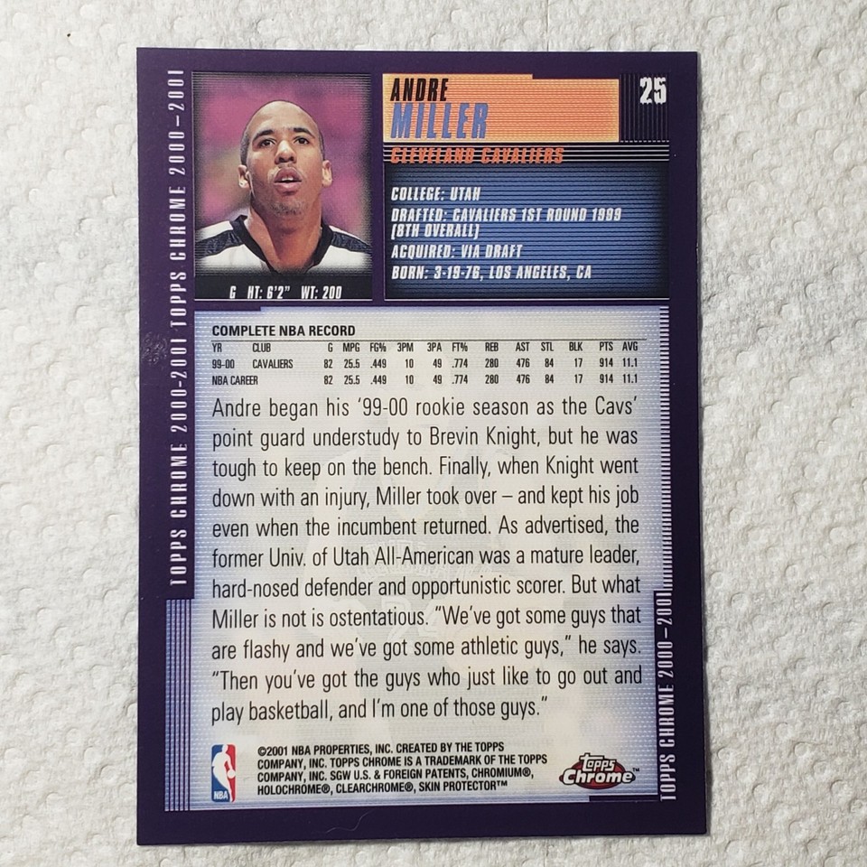 2000-01 Topps Chrome #25 Andre Miller Cleveland Cavaliers | eBay