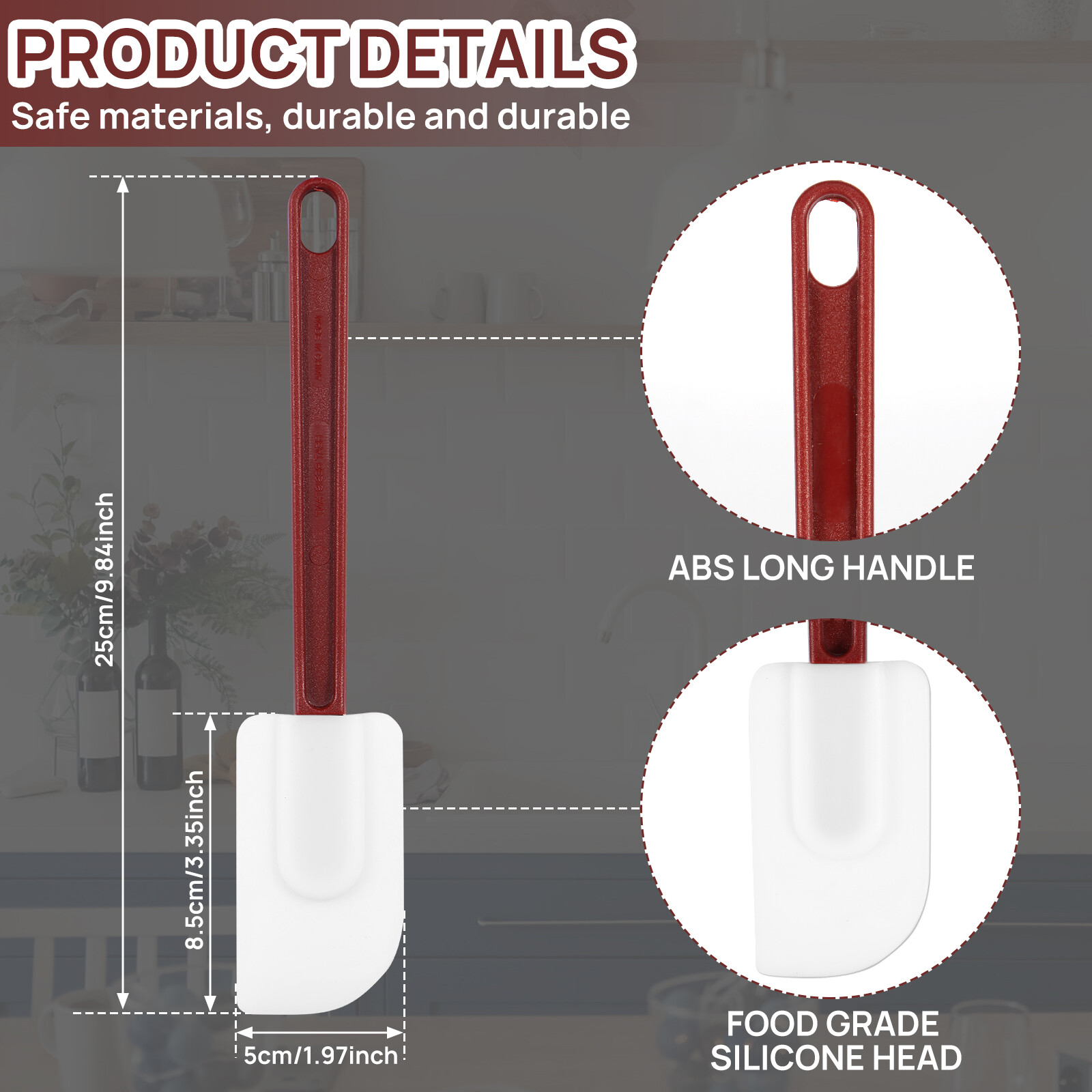 9Pcs Silicone Spatula Non-Stick Silicone Scraper 10inch Heat Resistant ...