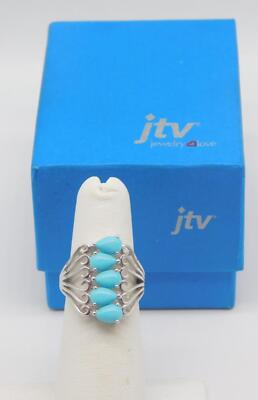 JTV DESIGNER STERLING SILVER BLUE SLEEPING BEAUTY TURQUOISE STONE RING ...