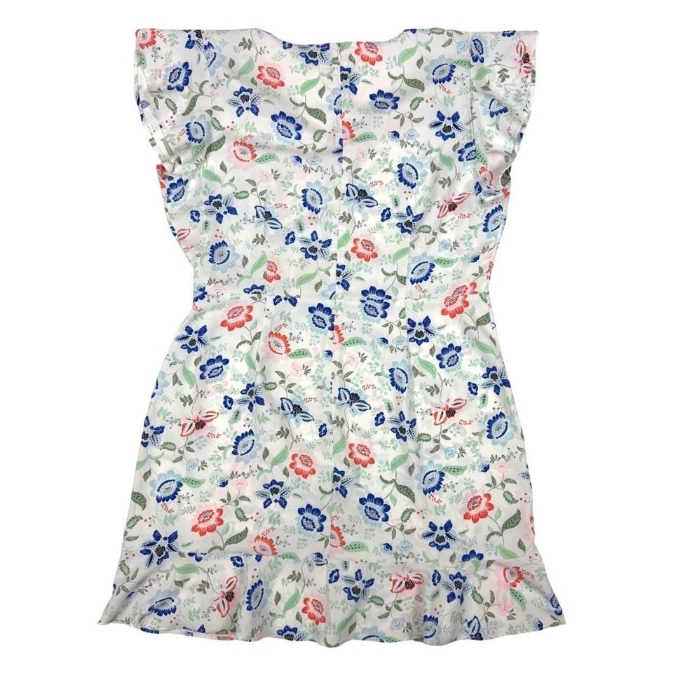 Loft Outlet Floral Flutter Sleeve Wrap Dress White Blue Red Size 16 ...