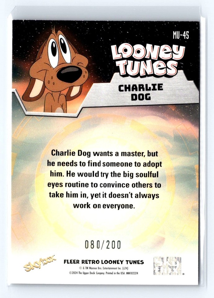 2024 Fleer Retro Looney Tunes Metal Universe Orange FX /200 Charlie Dog ...