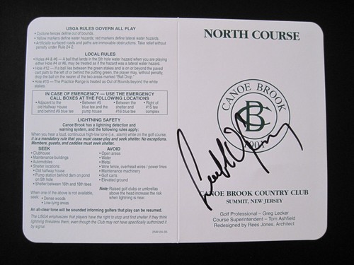 Geoff Ogilvy Signed Canoe Brook CC Scorecard 2007 US Open Champ PGA ...