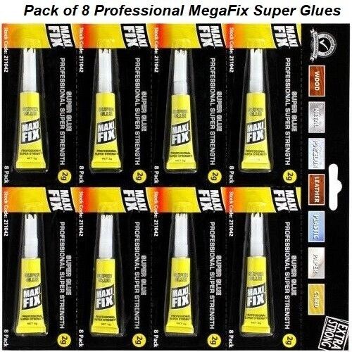 8 PACK MEGA MAXI FIX SUPER GLUE PROFESSIONAL SUPER STRENGTH 2G TUBES | eBay
