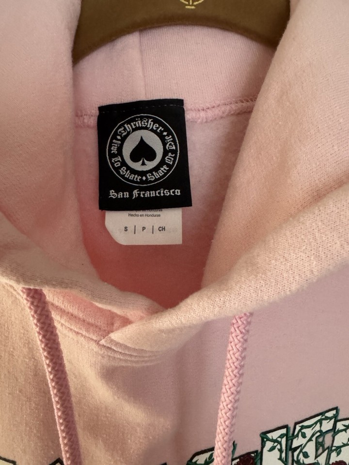 Thrasher Magazine Pink Thorn Rose Logo Hoodie Small | eBay