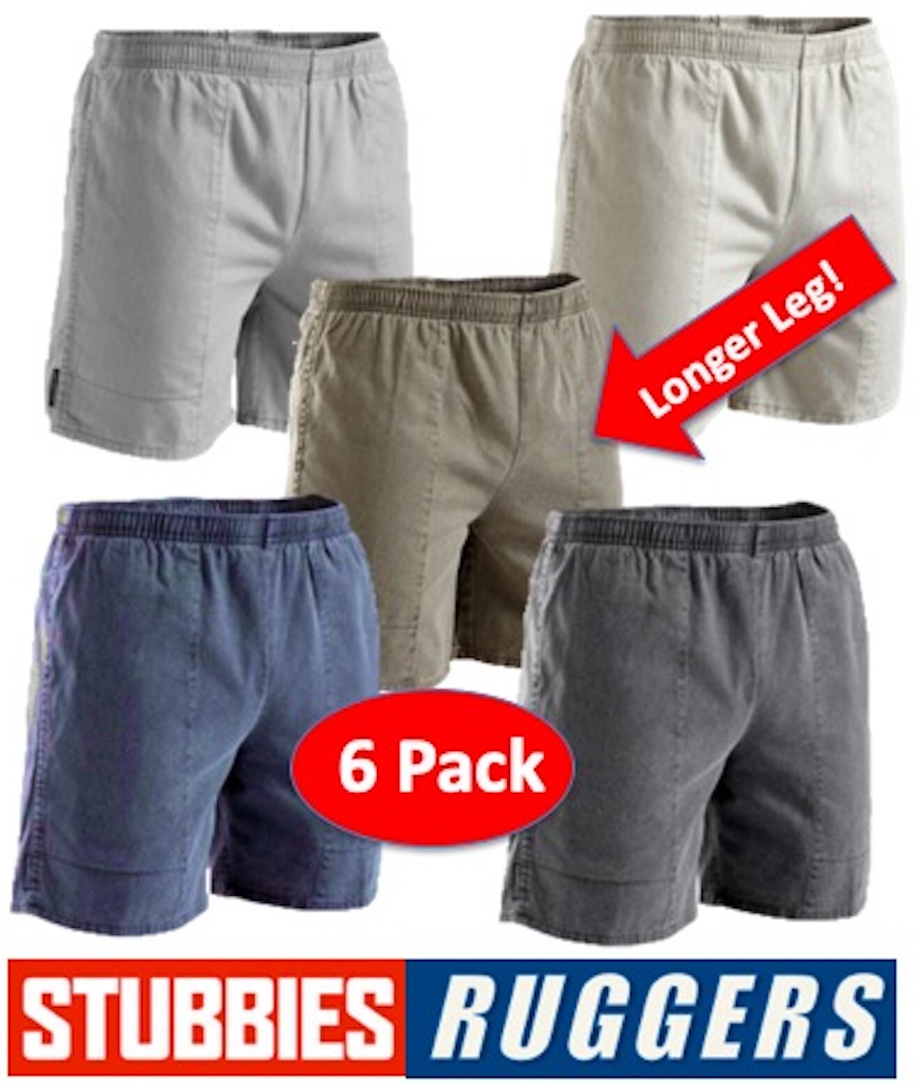 MENS PACK OF 6 - GENUINE STUBBIES RUGGERS PIGMENT DYED LONGER LEG ...