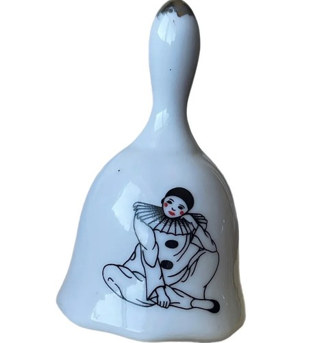 French Mime Dinner Bell 70s Harlequin Porcelain Perriot Style Clown ...