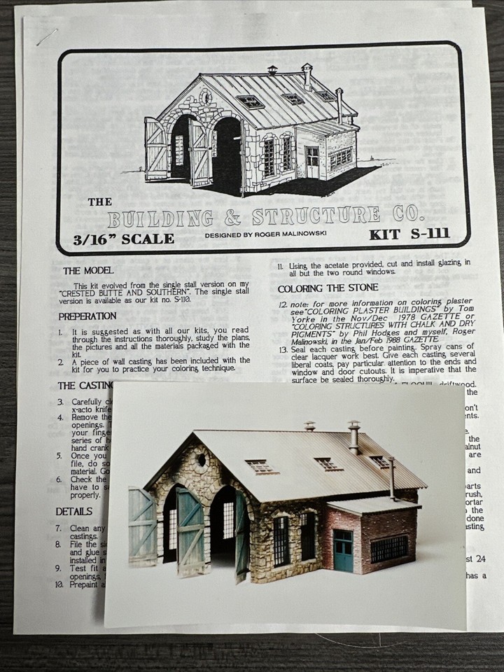 Building & Structure Co. Sn3 Kit #S-111 Double Stall Engine House 1:64 ...