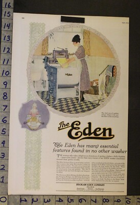 1920 EDEN WASH MACHINE LAUNDRY WRINGER SINK ILLUS HOUSEHOLD HOME DECOR ...