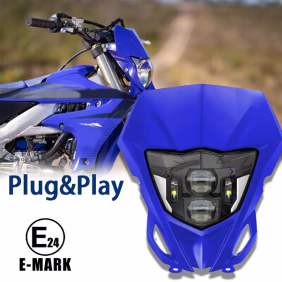 LED Headlight Hi/Lo with DRL + Blue Fairing For Yamaha WR450F WR250F ...