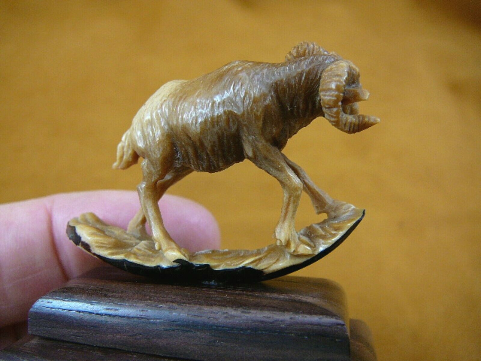 (TB-RAM-3) tan Mountain Ram sheep tagua nut figurine Bali detailed rams ...