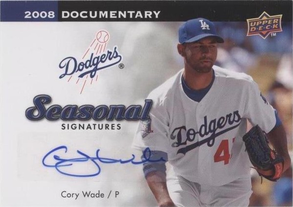 2008 Upper Deck Documentary - Seasonal Signatures #CW Cory Wade (AU, RC ...