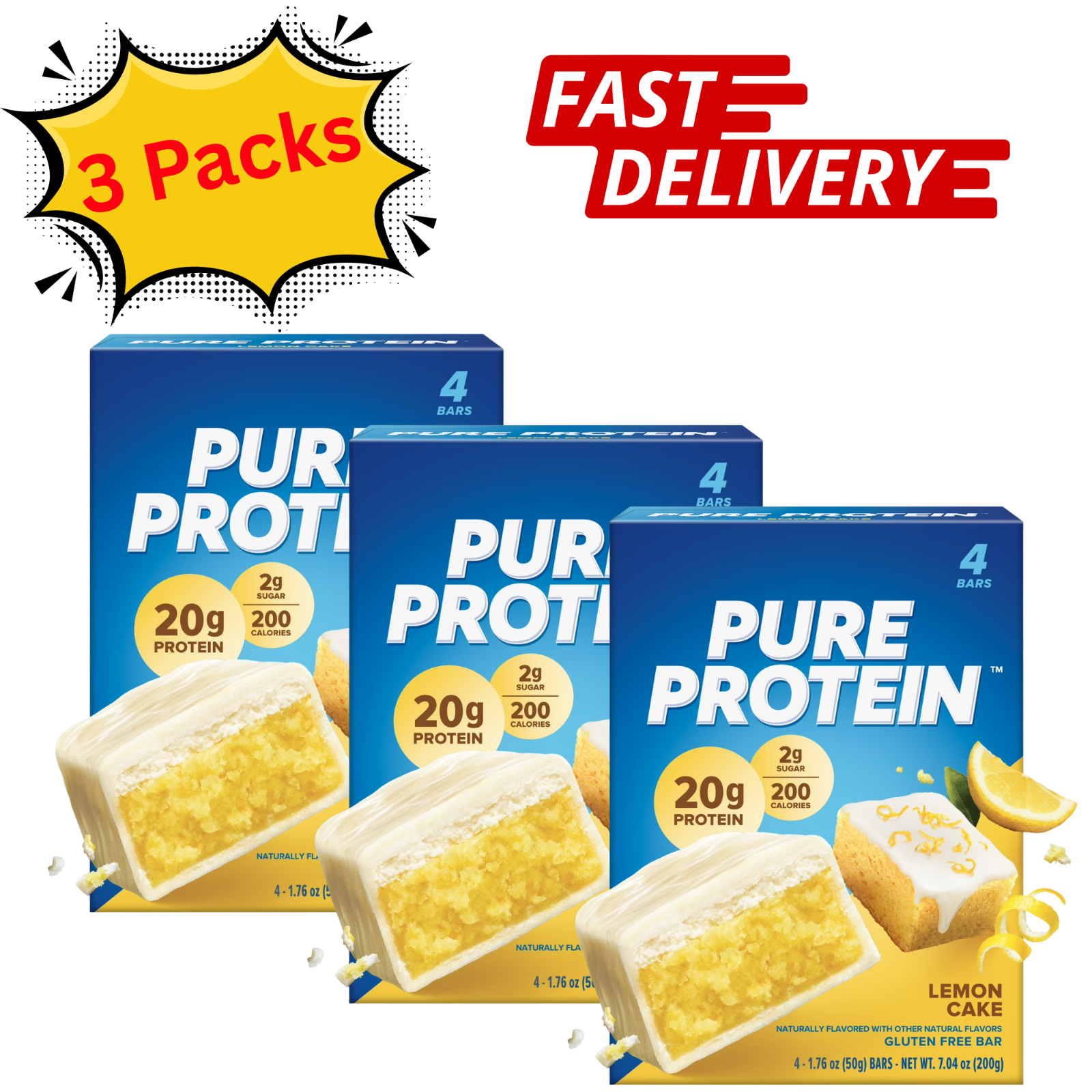 Pure Protein Pure Protein Bars Non-GMO, High Protein, Lemon Cake, 12 ...